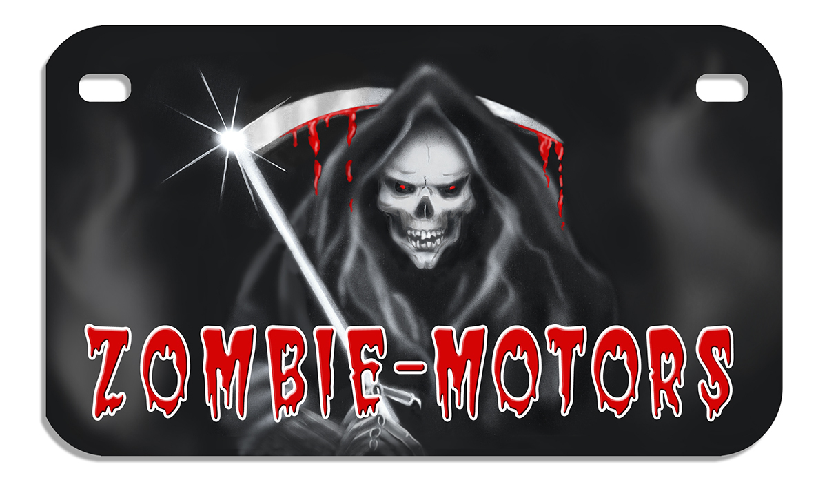 Grim Reaper Bloody Sickle Motorcycle License Plate Personalize Text Any ...
