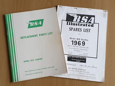 BSA B25 Starfire Replacement Parts Lists 1969 and 1970 model years | eBay