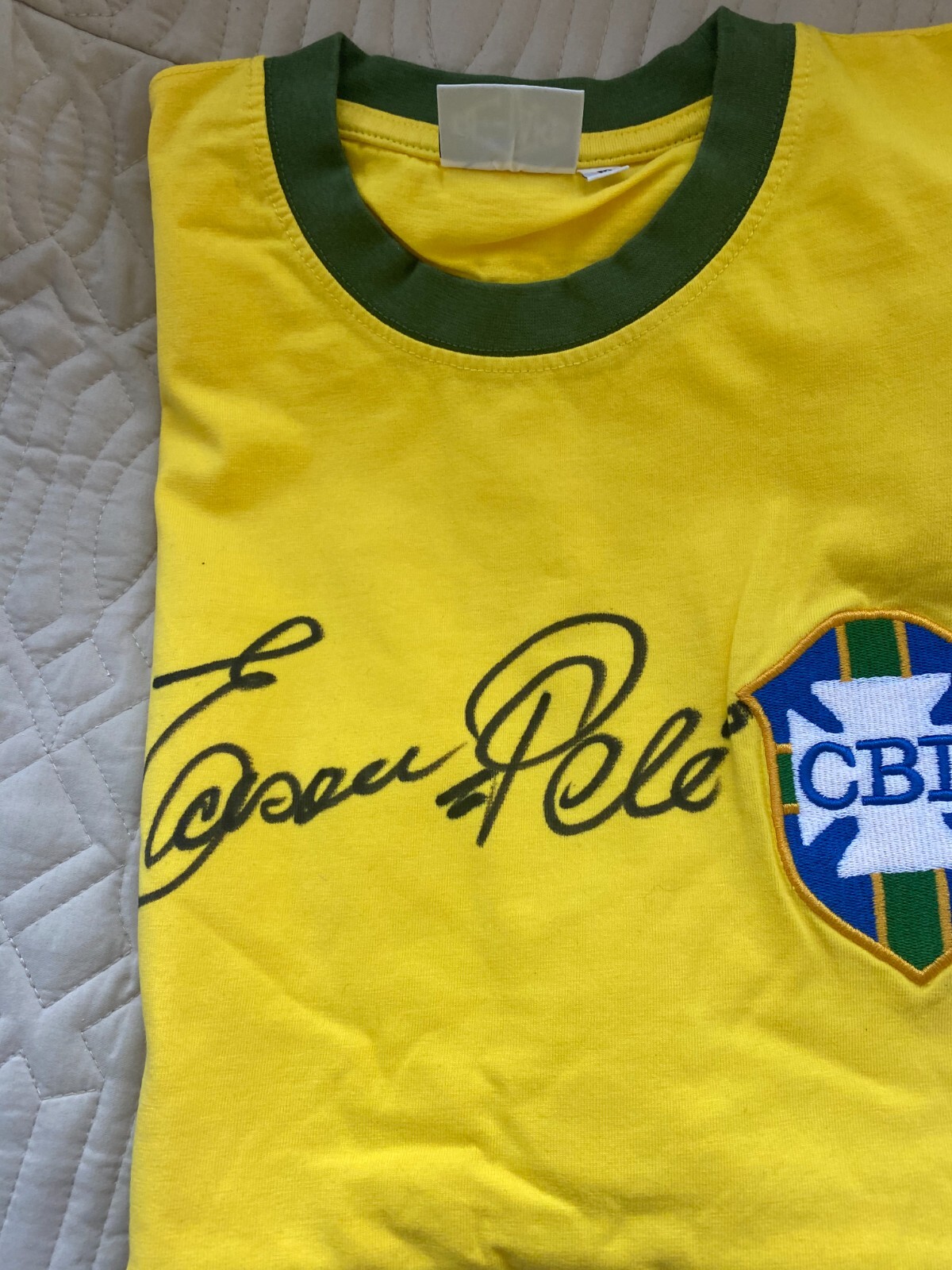 Edson Pele Full Name Signed CBD Brazil Jersey A1 Sporting Memorabilia ...