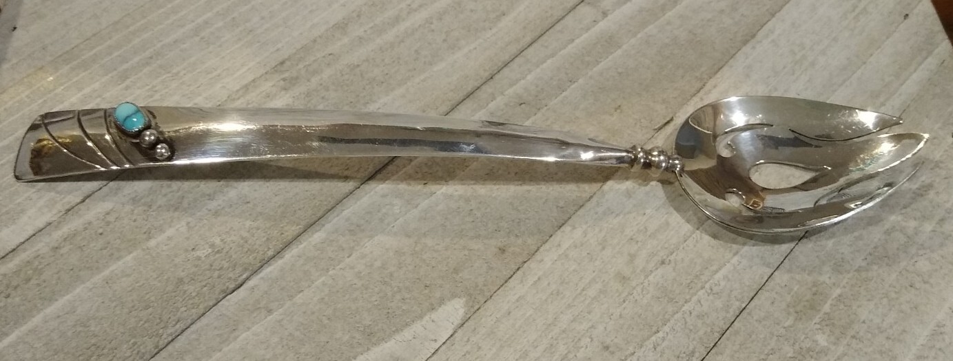 Navajo Sterling Silver Turquoise Native American Signed Serving Spoon ...