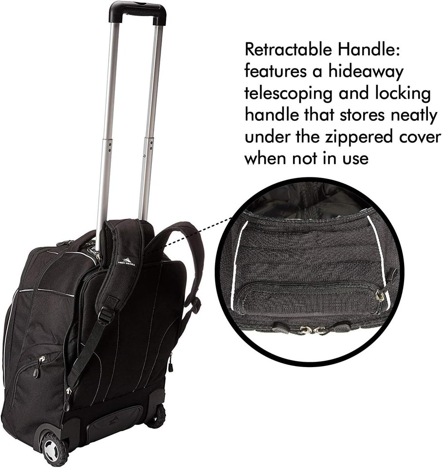 High Sierra Powerglide Wheeled Rolling Backpack Large 38L Black NEW ...