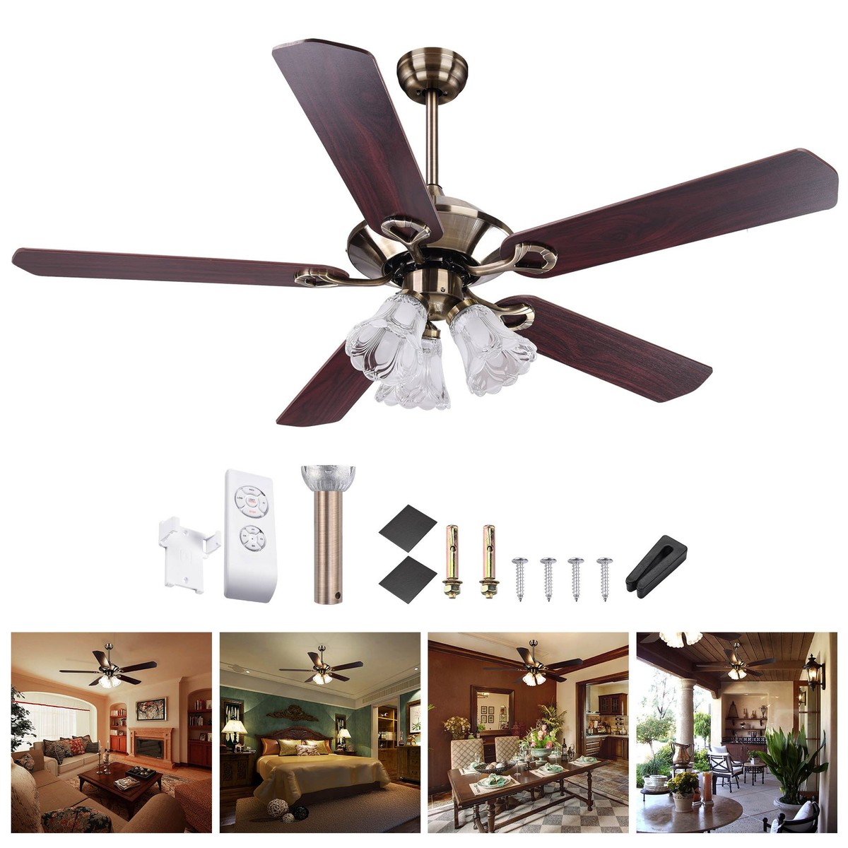 Antique Brass Ceiling Fan Light Kit With Remote - Infoupdate.org