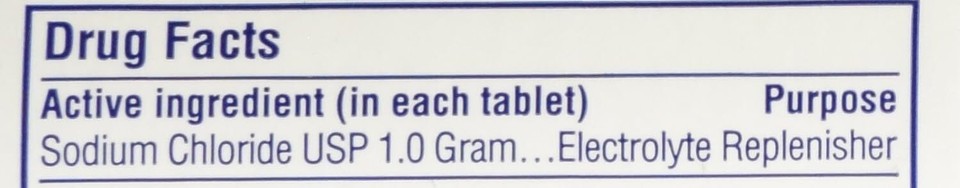 Sodium Chloride Tablets 1 Gm, USP Normal Salt Tablets - 100 Tablets ...