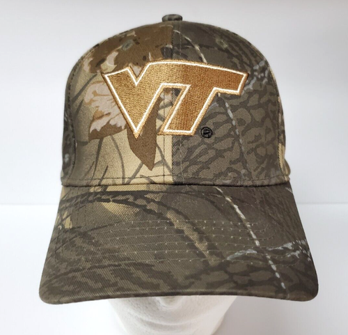 Virginia Tech VT Hokies Hat Cap Camo Strap Back Adjustable Hunting Gold ...