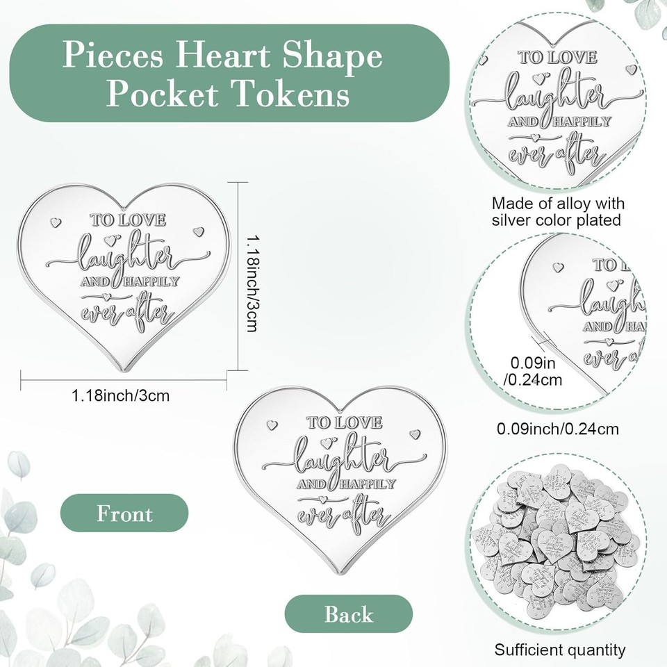 QTY. 47 Wedding Favors for Guests Bulk Heart Shaped Tokens Thank You ...