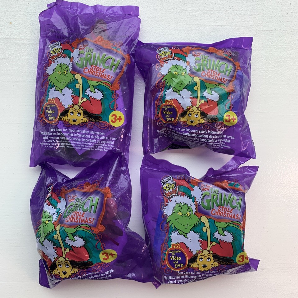 2000 Wendy’s Grinch Stole Christmas Kids Meal Toy - 4 Pack Set Includes ...