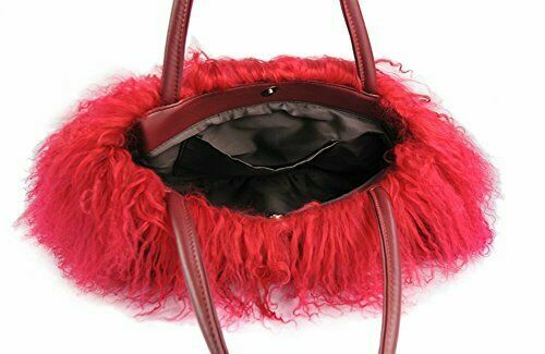 100% Real Angora goat Fur Handbag Womens Purse Wallet Bag Cross body ...