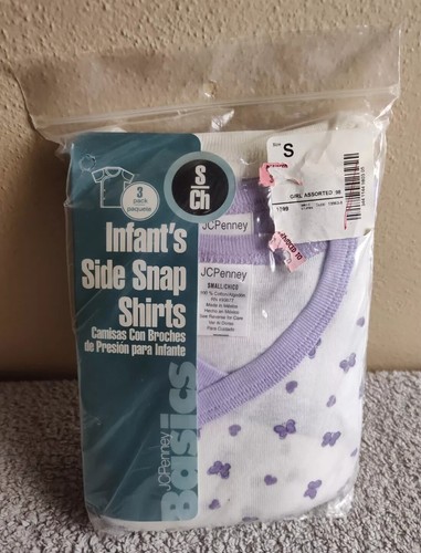 NEW Vtg JC Penney Baby Side Snap Shirts S/Ch Tee 100% Cotton 3 Pk ...