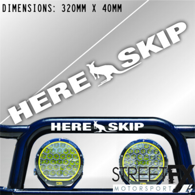 Here Skip Sticker White Skippy Kangaroo 4x4 Bullbar Outack Aussie YTB ...