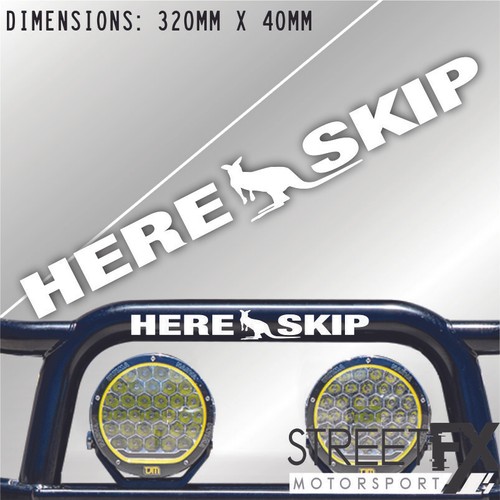 Here Skip Sticker White Skippy Kangaroo 4x4 Bullbar Outack Aussie YTB ...
