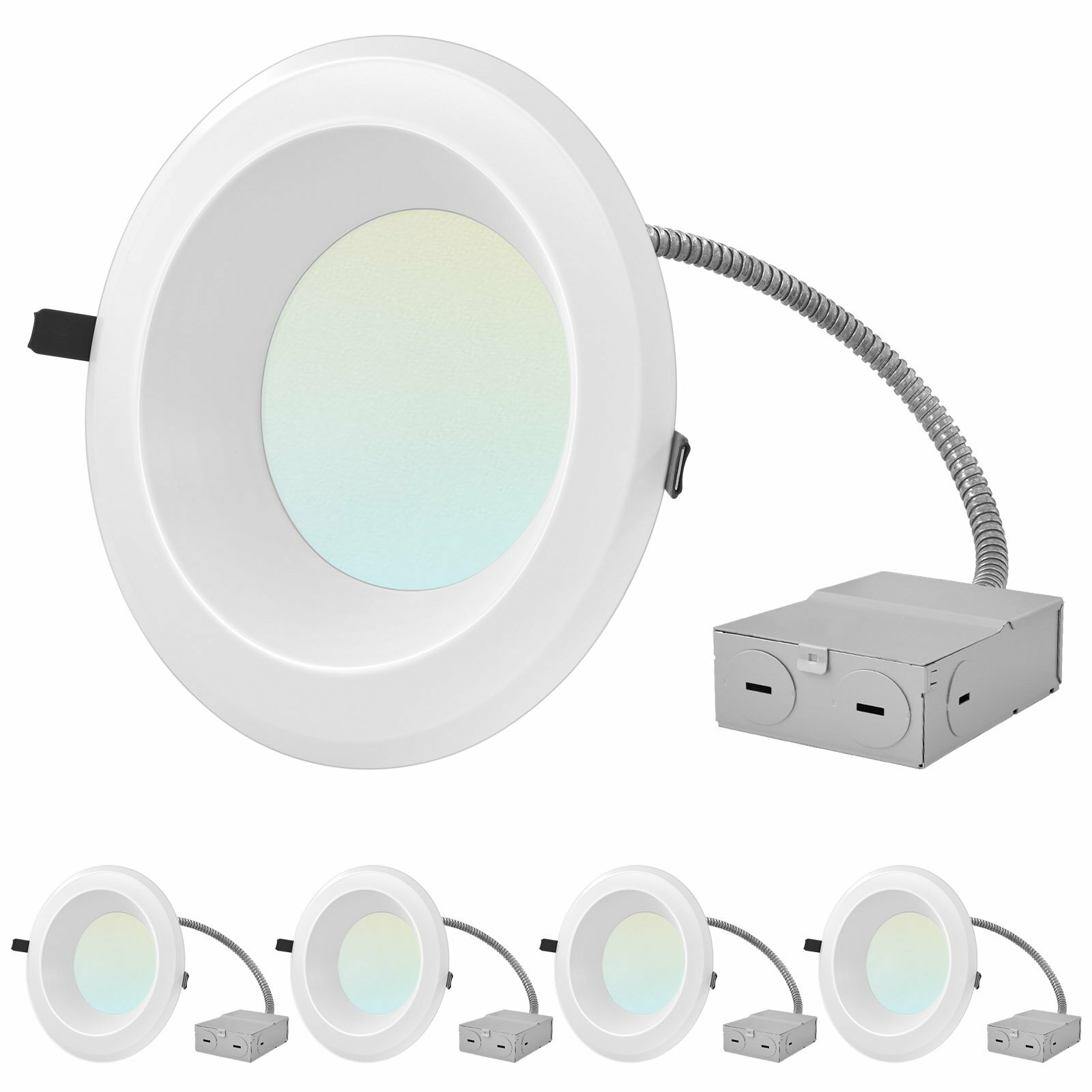 Luxrite 8 Inch Commercial LED Recessed Light with JBox 4 Color ...