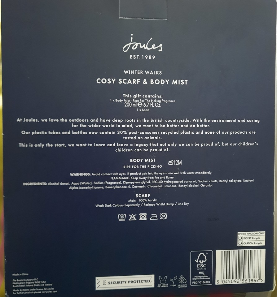 Joules Winter Walks Cosy Scarf and Body Mist Set | eBay