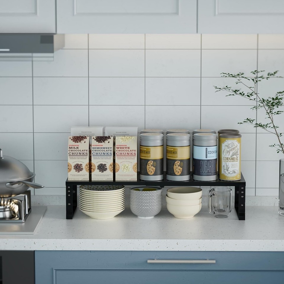 Expandable Spice Rack Kitchen Cabinet Shelf Organizer, Stackable ...