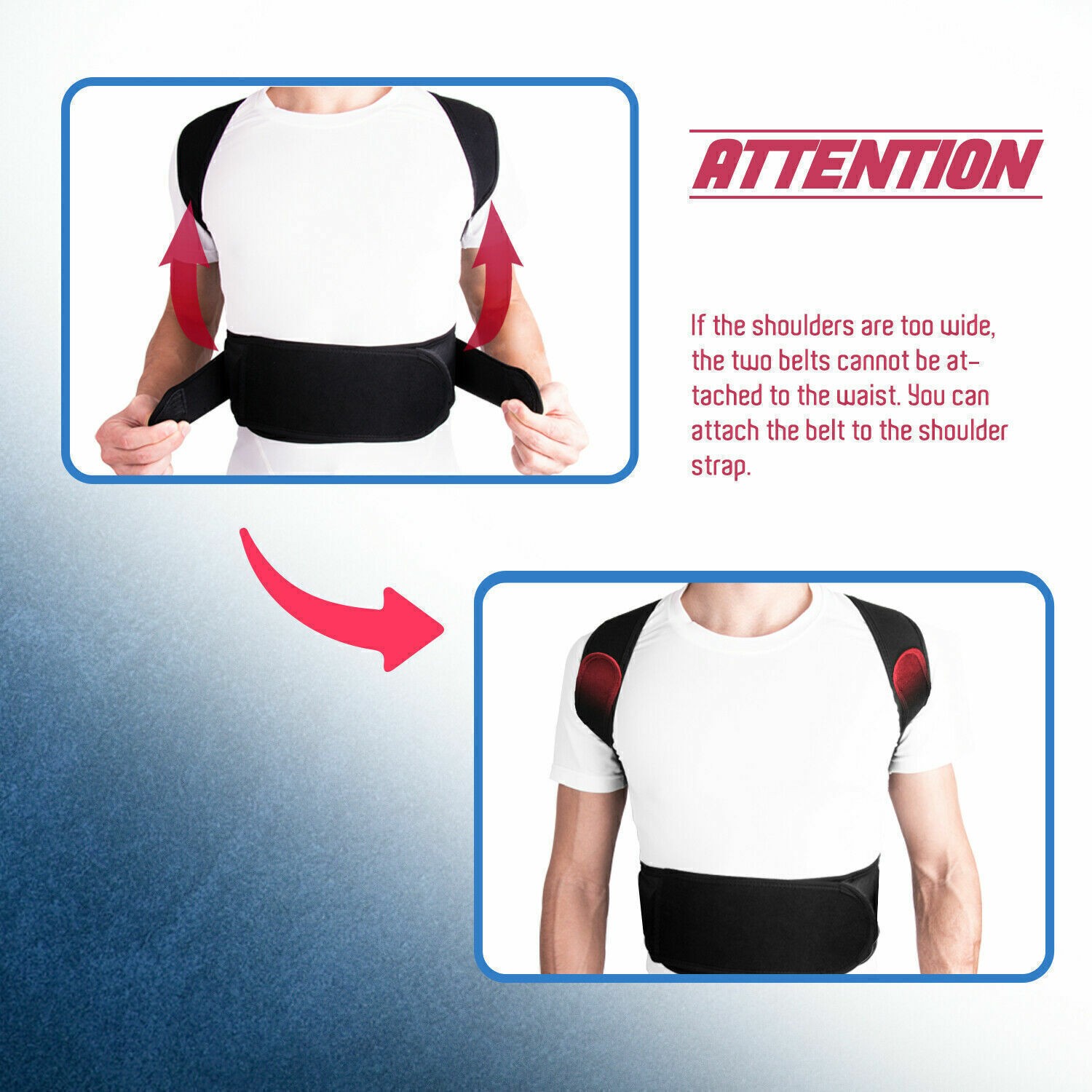 NEOPRENE MAGNETIC POSTURE CORRECTOR BAD BACK LUMBAR SHOULDER SUPPORT ...