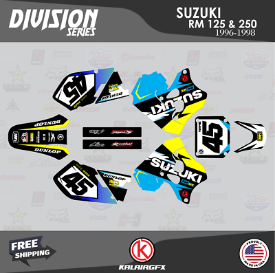Graphics Kit for SUZUKI RM 125 RM 250 1996 1997 1998 DIVISION-Cyan | eBay