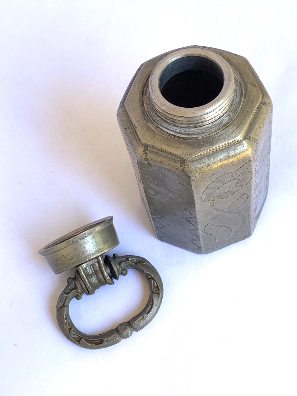Rare Antique German Pewter Tea Canister Flask Bottle SCHRAUBFLASCHE ...