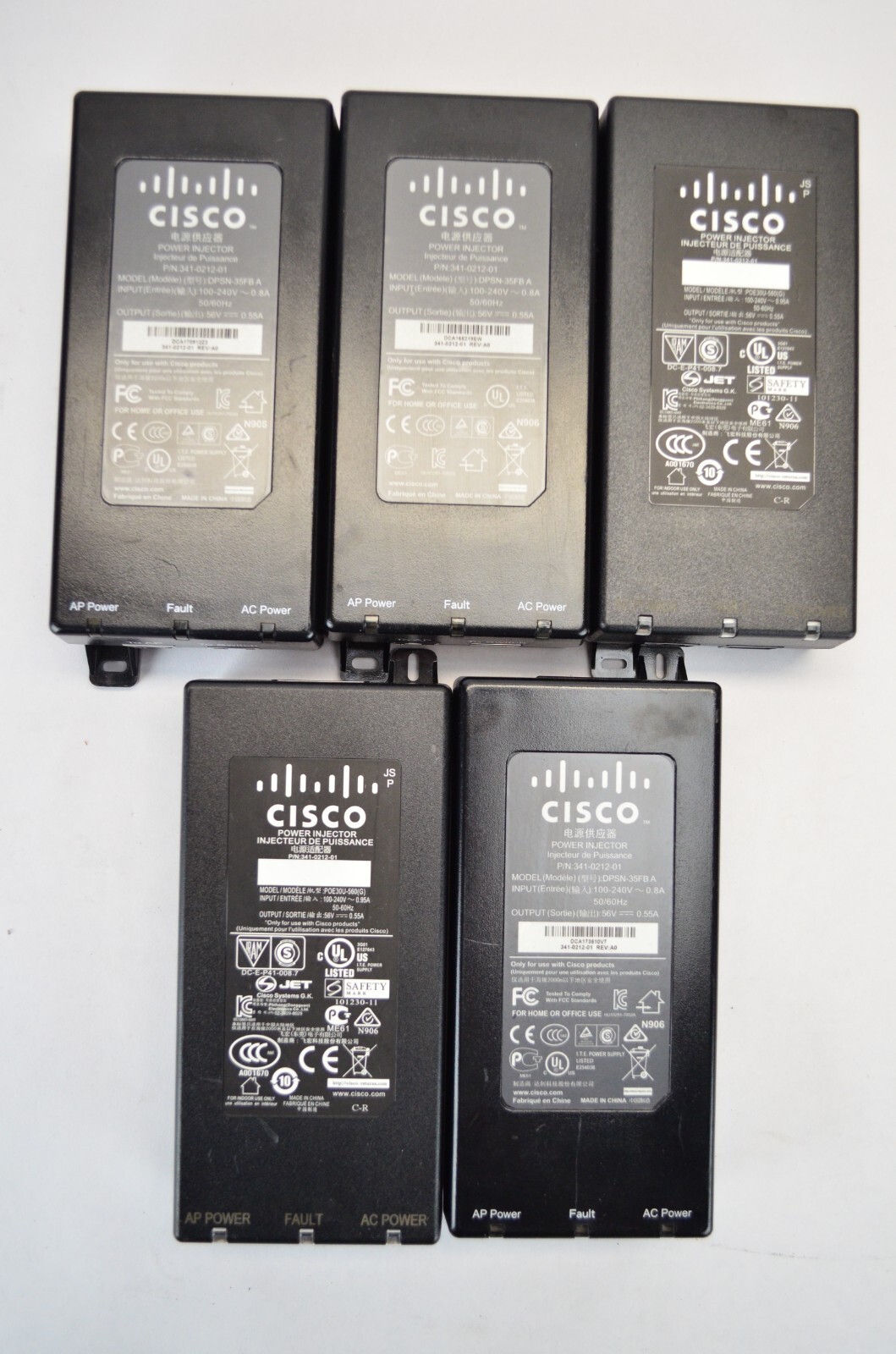 (Lot of 5) CISCO Power Injector AIR-PWRINJ4 341-0212-01 AIRONET 1140 ...