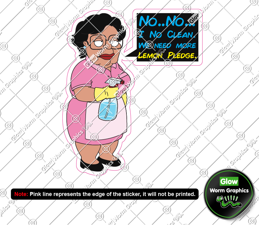Family Guy Consuela Lemon Pledge Clean me Car Dirty Van Fun Sticker ...