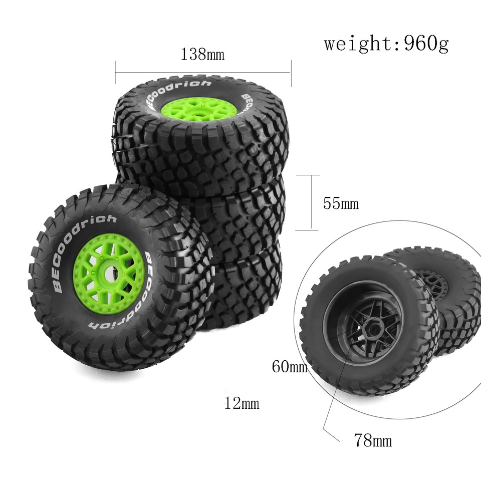 1/8 1/7 RC Short Course Truck Tires and Wheels All Terrain for HSP ...