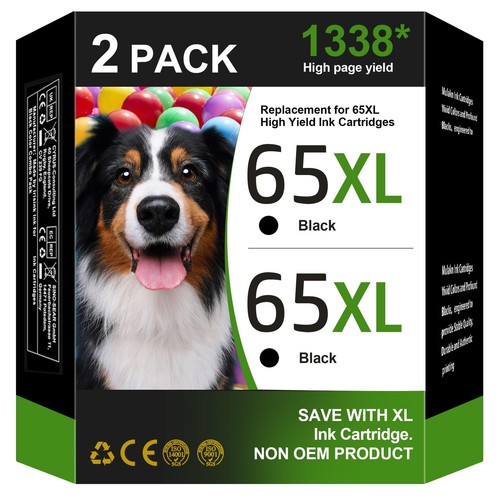65XL 65 XL High Yield for HP 65 Black Ink Cartridge (2-Black) 65XL Ink ...