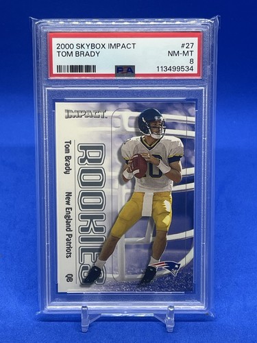 2000 SKYBOX IMPACT #27 TOM BRADY ROOKIE CARD RC PATRIOTS MICHIGAN PSA 8 ...