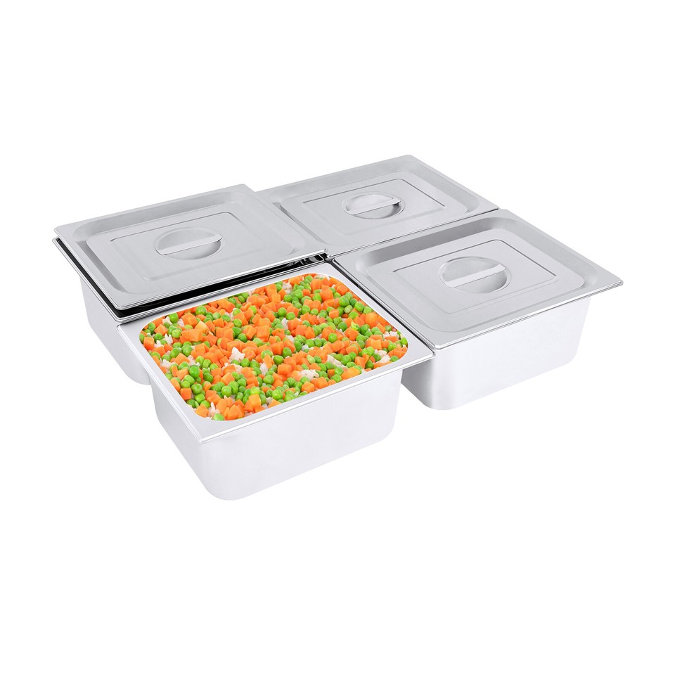 4 Pack 6"Deep 1/2 Size Steam Table Pans with Lids Hotel Food Pan ...