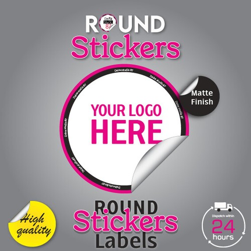 PERSONALISED ROUND PRINTED STICKERS CUSTOM CIRCLE LOGO LABELS BUSINESS ...