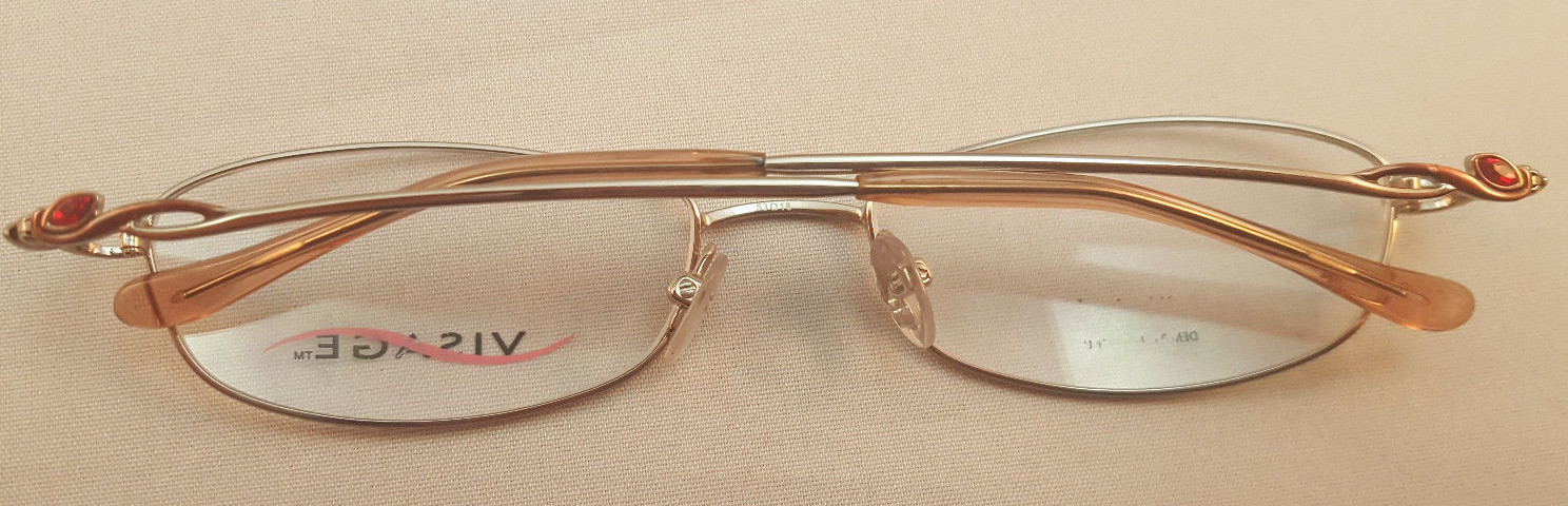 VISAGE Designer Eyeglass Frames Wool Gold 53 [] 18 135 w/Red Bling! | eBay