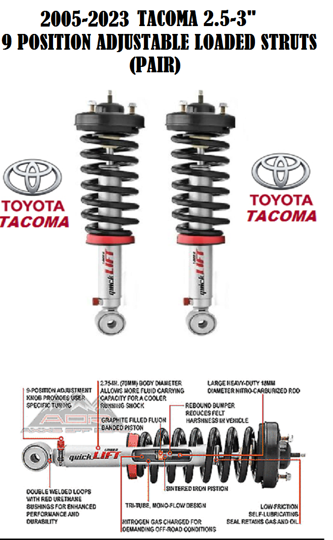RANCHO 9000 ADJUSTABLE FRONT SHOCKS - STRUTS FOR 05-23 TOYOTA TACOMA ...