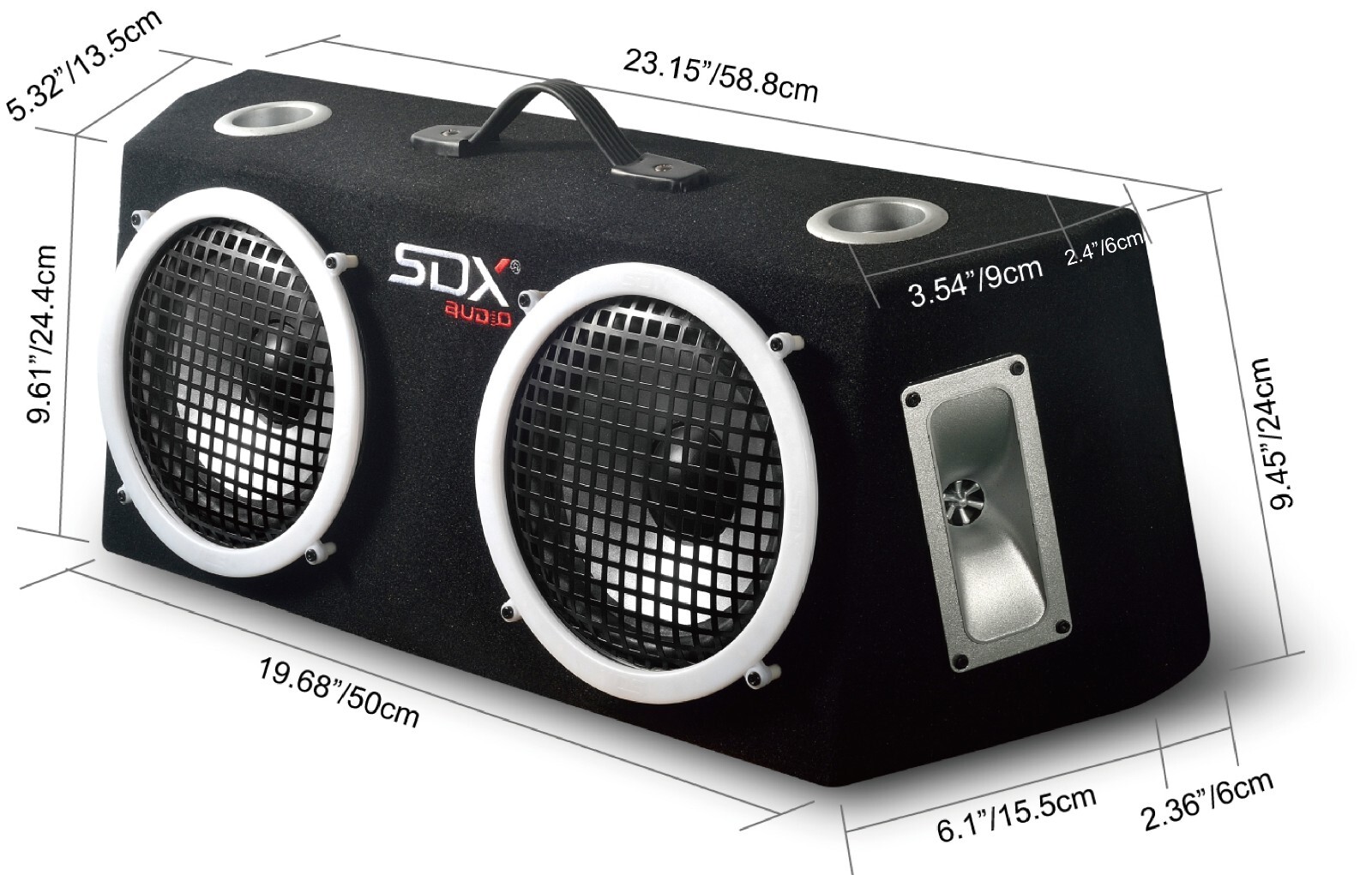 SDX 8" 2-Way Full Range LED 450W Speaker Box w Adjustable LED Ring ...