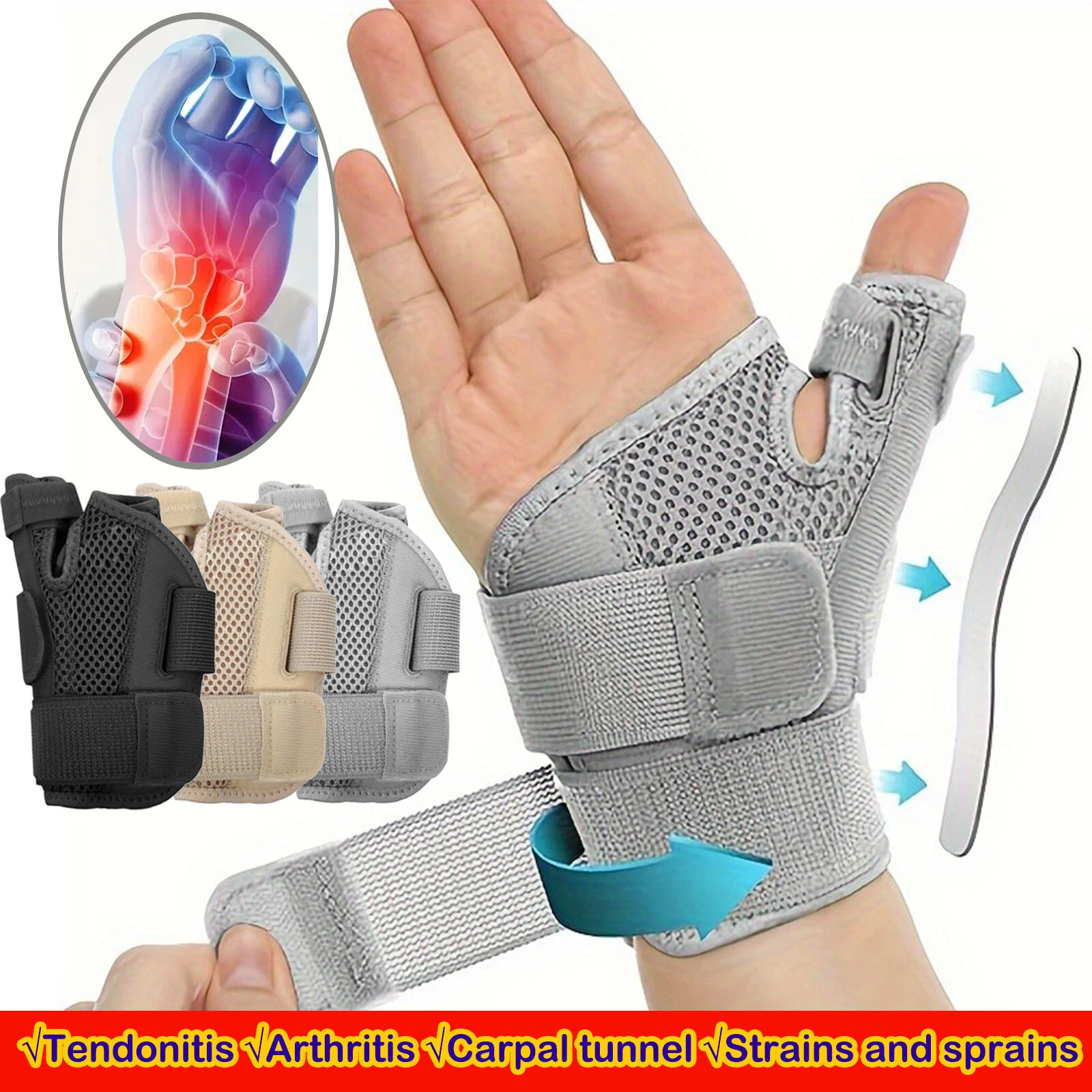 Thumb Spica Support Straps Brace for De Quervains Tenosynovitis Brace ...