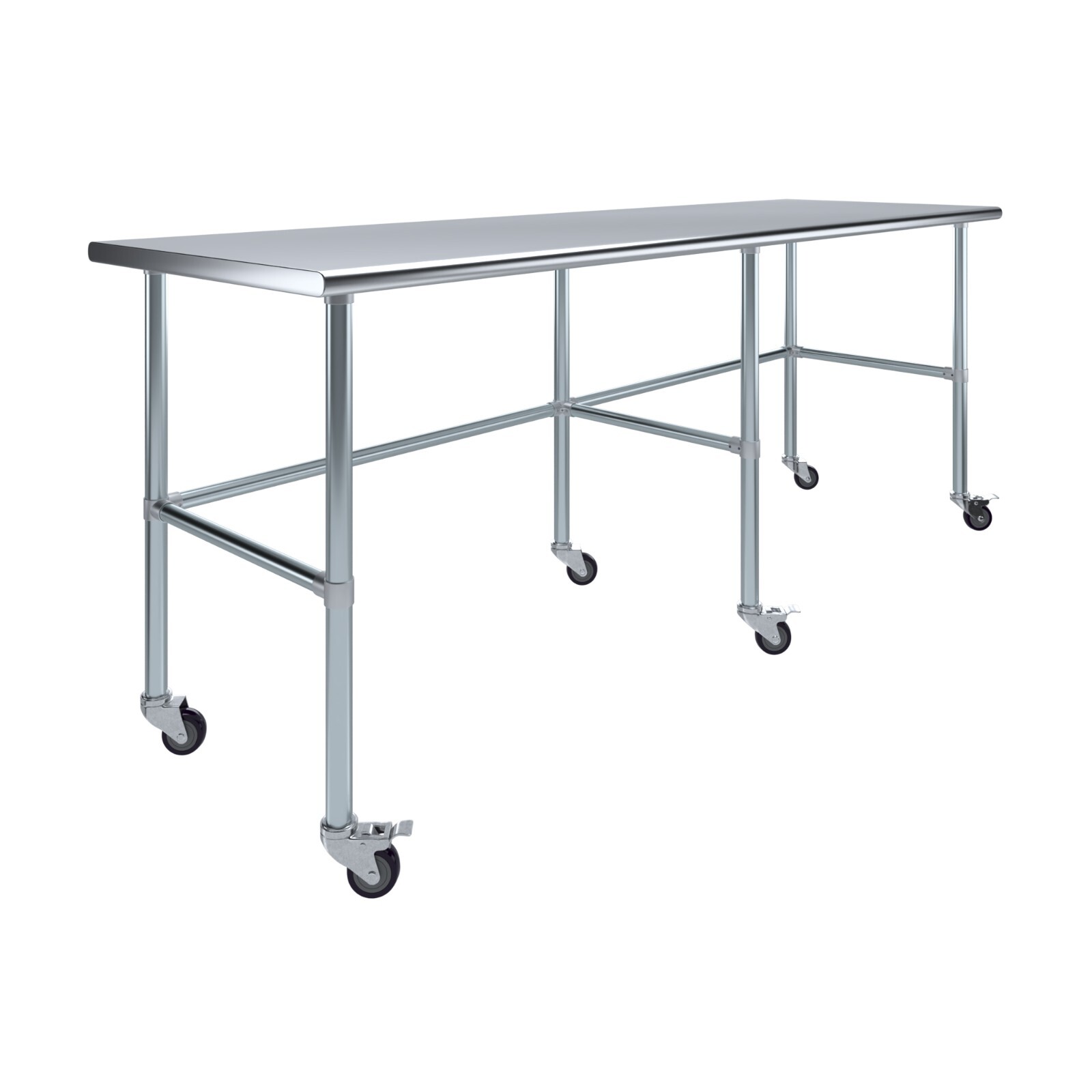 30" x 96" Open Base Stainless Steel Table + Casters | Prep Table on ...