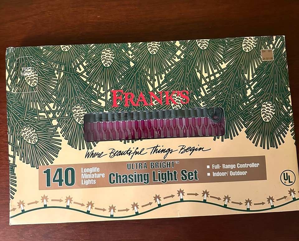 Vintage Frank's 140 Super Bright Pink Christmas Chasing Lights Set w ...
