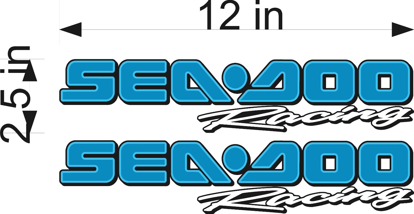 Sea-Doo Racing / PAIR / 12" BLUE Vinyl Vehicle Watercraft Decal ...