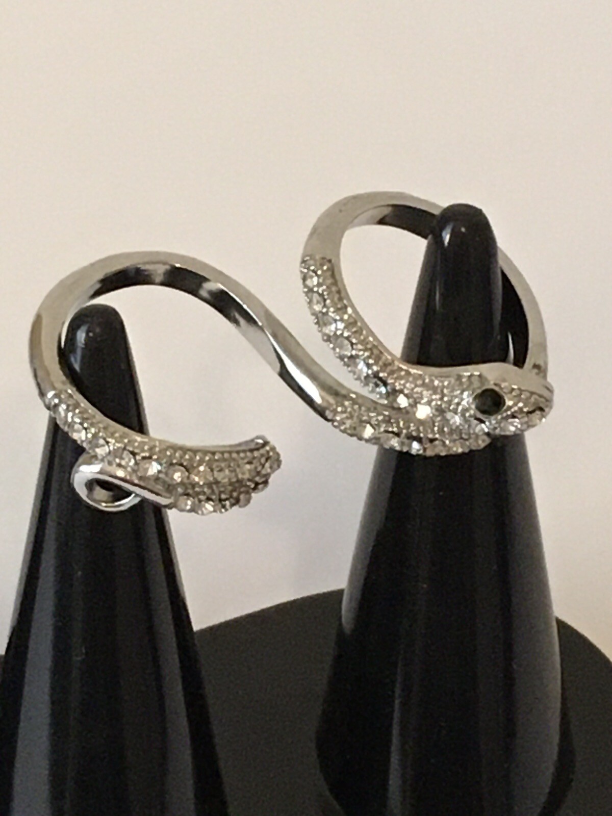 Rare Conjoined Snake Long Serpent Rings Clear Rhinest… - Gem