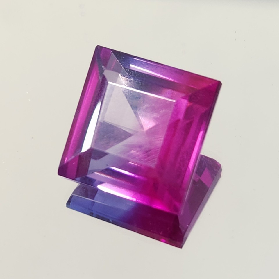 12x12 mm Bi-Color Sapphire Princess Cut Loose Stone Natural Gem Jewelry ...