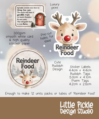 12 x DIY Make Your Own Magic Reindeer Food Packets Envelopes Christmas ...