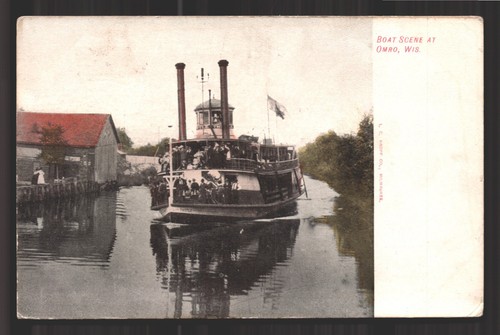 Boat Scene Omro WI Wisconsin Antique c. 1910 Postcard Kropp Co ...
