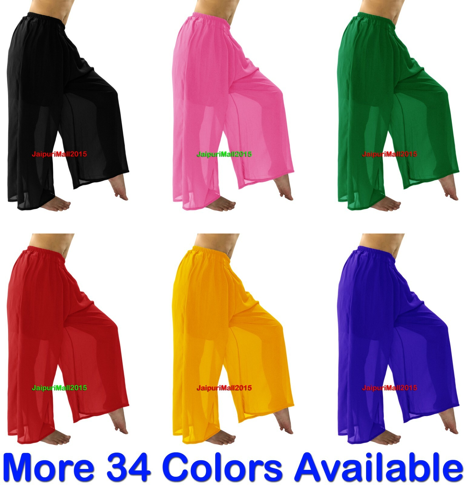 Women Chiffon Palazzo Pants Yoga Wide Leg Pants Hippie Boho Trousers ...