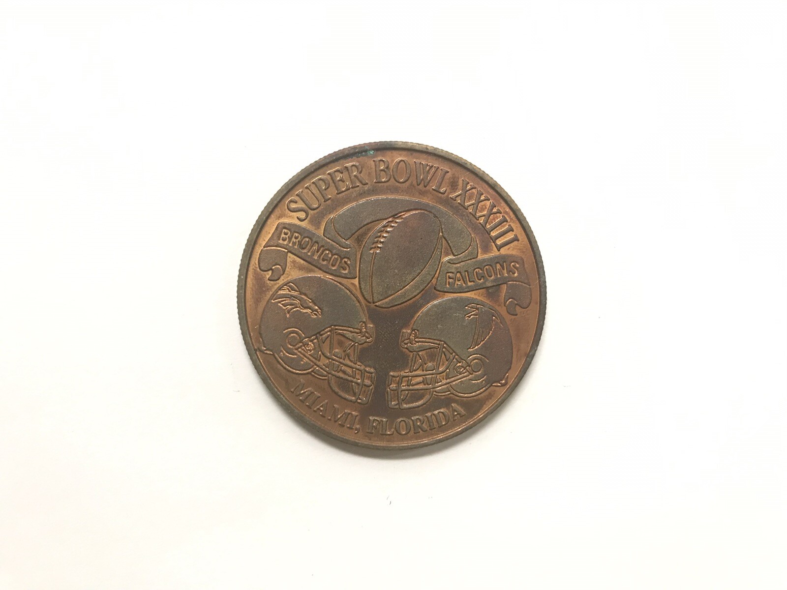 Super Bowl XXXIII Solid Bronze Coin from Balfour sports Broncos vs ...