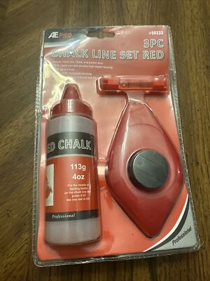 100 FT Chalk Line Reel w/ Red Chalk 4oz Refill & Level Set Straight ...
