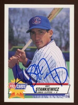 1993 Columbus Clippers ANDY STANKIEWICZ Signed Card autograph AUTO ...