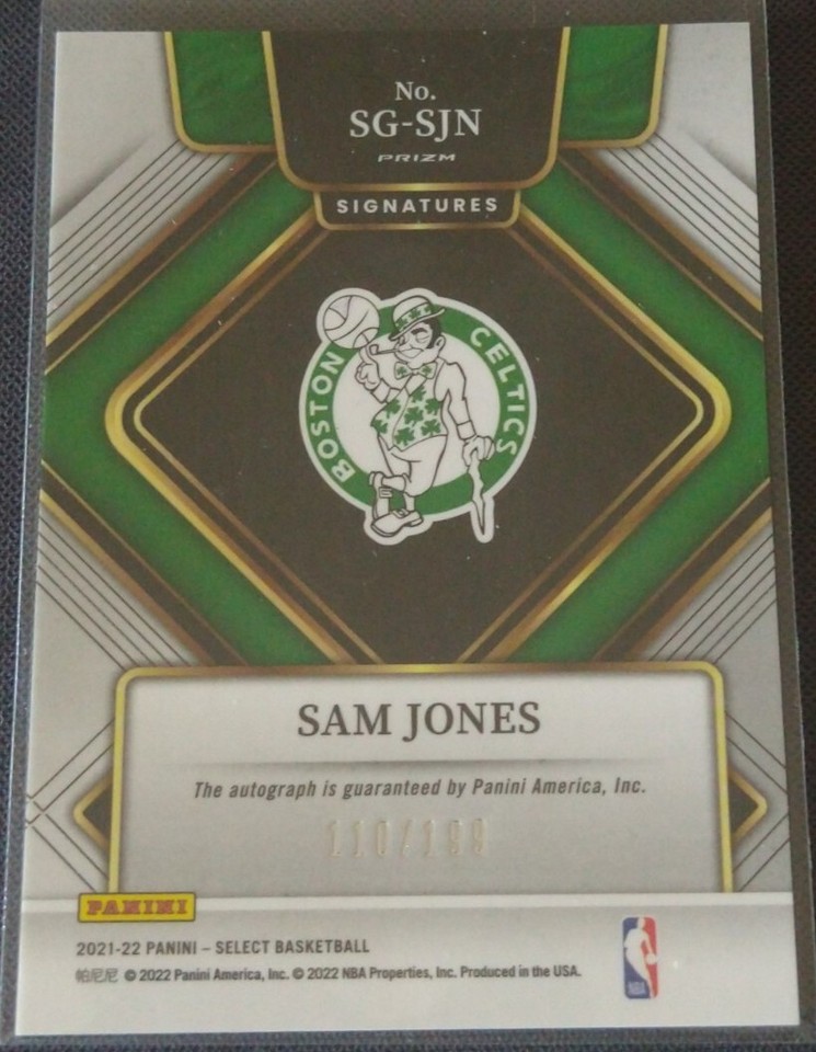 2021-22 Panini Select Signatures Sam Jones Auto 110/199 Boston Celtics ...