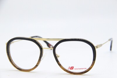 NEW NEW BALANCE NB 4126-2 BLACK BROWN GOLD AUTHENTIC EYEGLASSES 50-19 ...