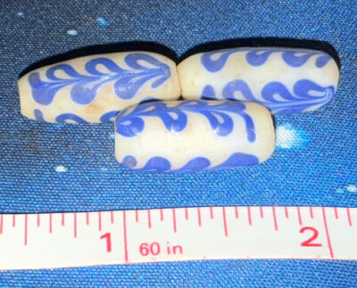 (1) EARLY Huron Indian "Blanket" bead or Blue Delft Trade Bead Early ...