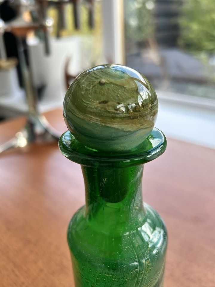 Mdina / Malta Decorative Glass MDG rare green bottle vase & stopper ...