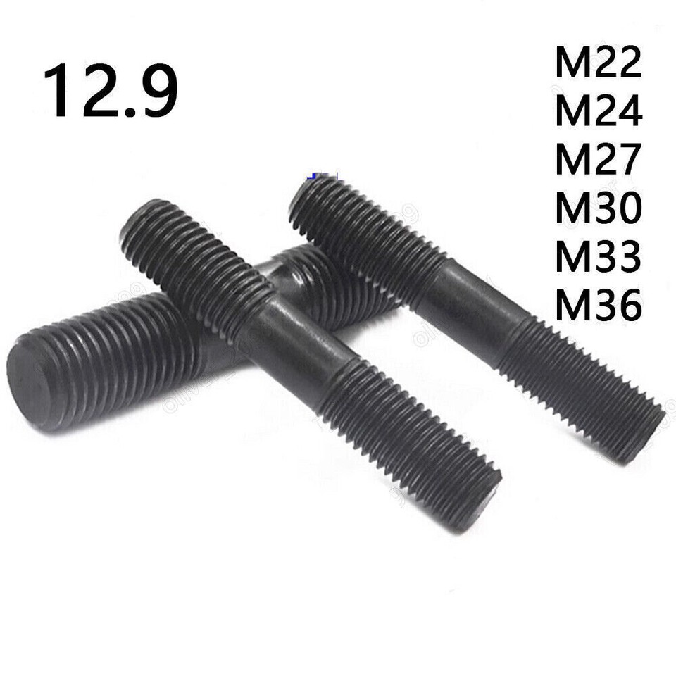 Black 12.9 Steel Double End Studs Rods Clamping Type M8 M10 M12 M14 M16 ...