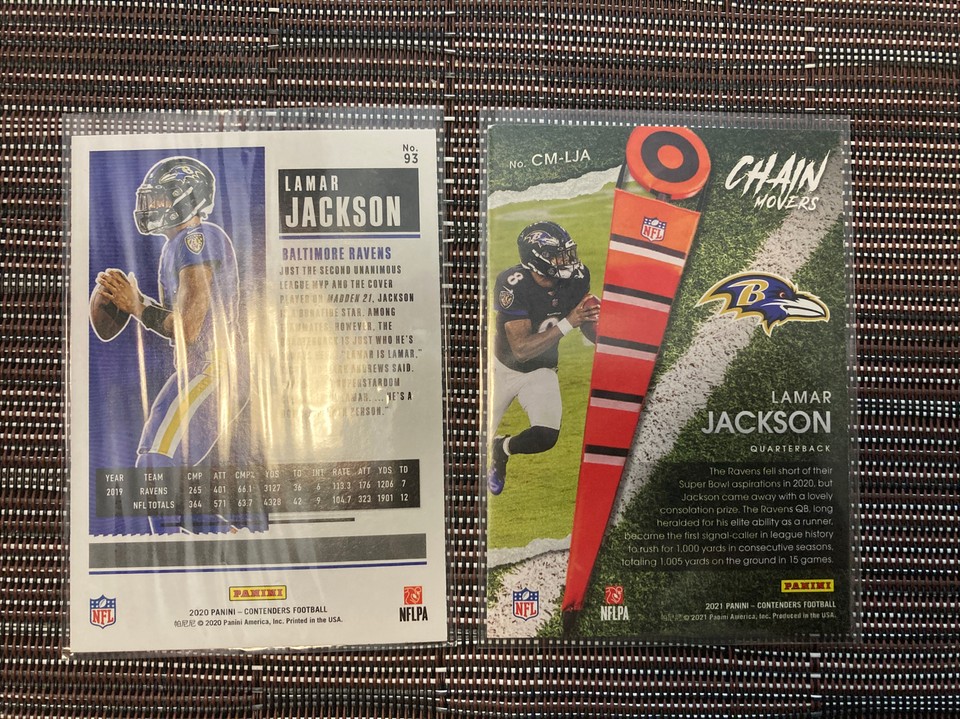 2020 2021 Panini Contenders Football Chain Movers + Base Lamar Jackson ...