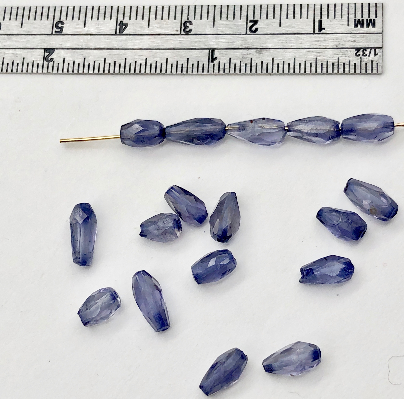 40cts Indigo Iolite Faceted Teardrop Bead Strand | 6x3.5mm to 10x4mm ...