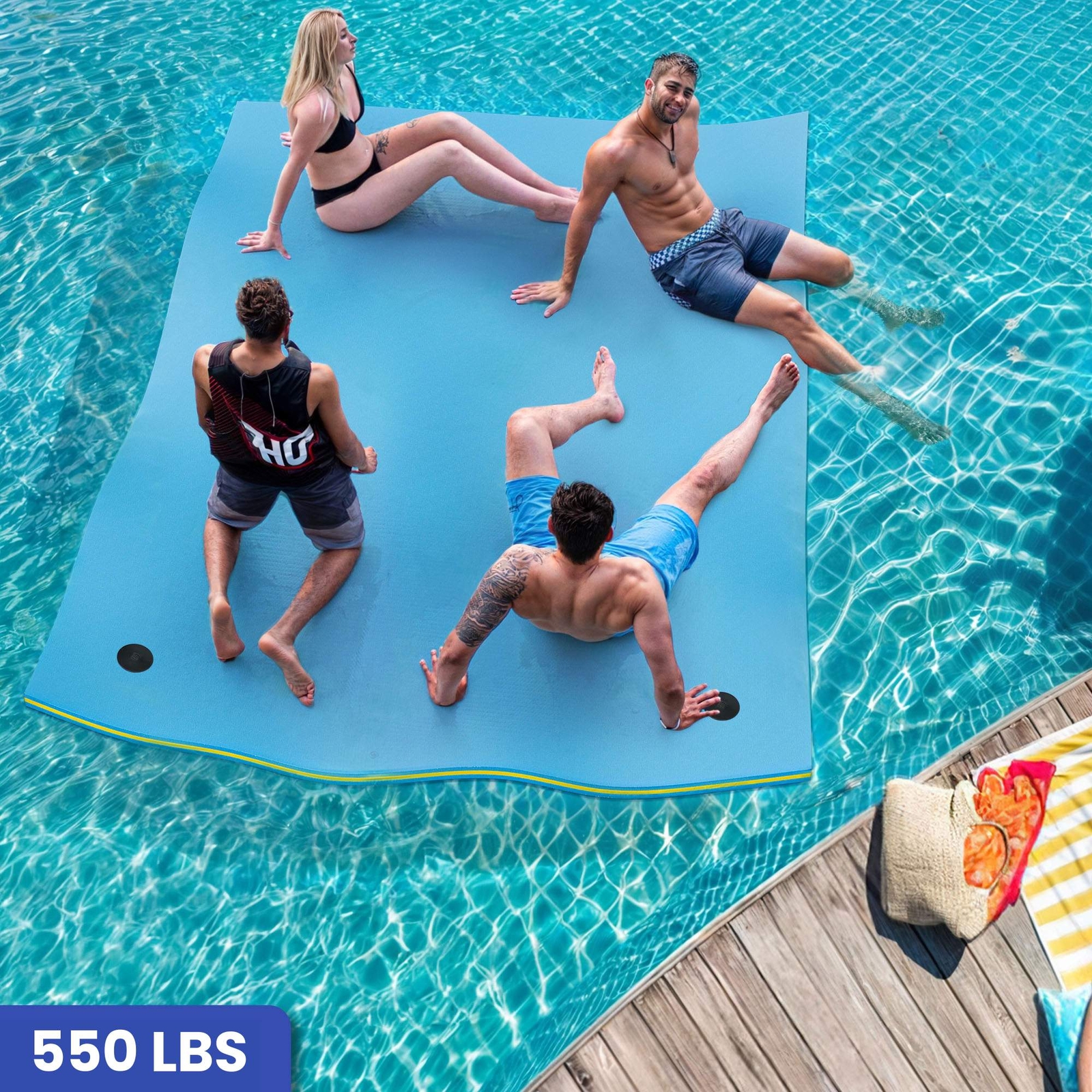 Tear Proof Pool Water Mat 9' x 6' Water Park Floating Lily Pad Foam Max ...